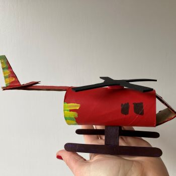 Five year old Rozi recreates our helicopter for “people who help us ...